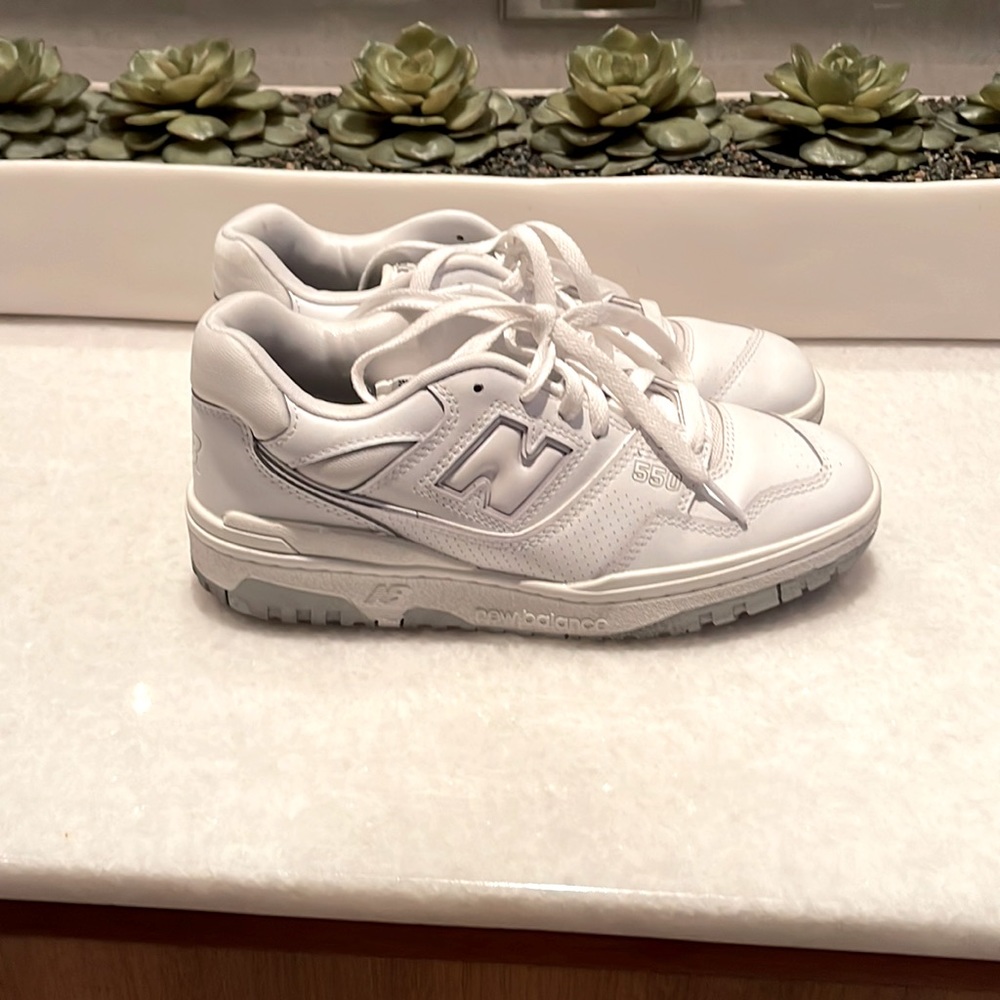 New Balance 550 Mesh Trimmed White/Grey Sneakers - Gem